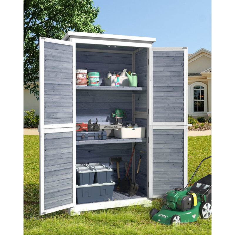 Aiho 3 ft. W x 1 ft. D Solid Wood Vertical Storage Shed & Reviews | Wayfair Aiho 3 ft. W x 1 ft. D Solid Wood Vertical Storage Shed & Reviews | Wayfair